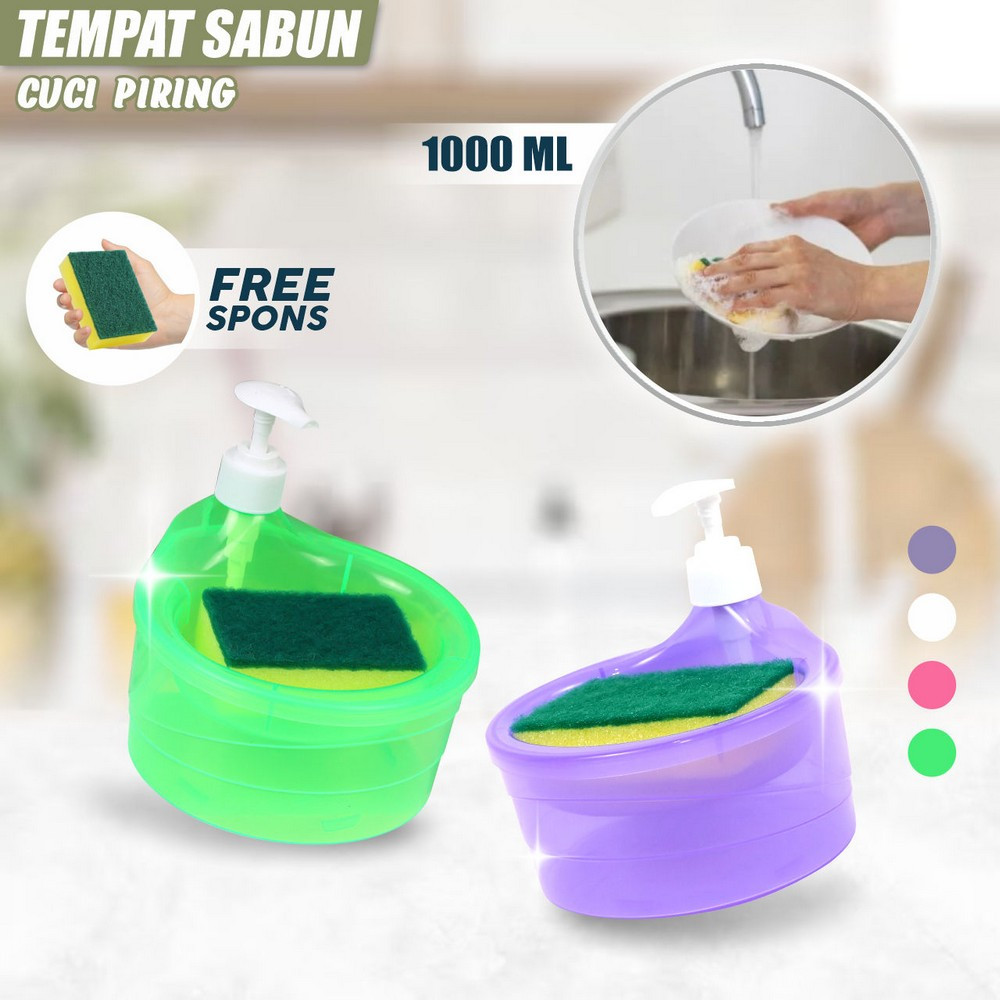 Jual Tempat Sabun Cuci Piring 2IN1 Free Spons / Wadah Tempat Sabun Cair ...