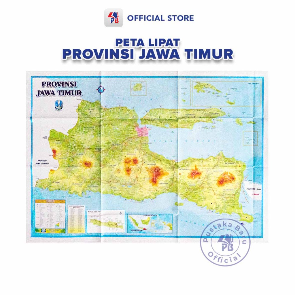 Jual Peta Provinsi Jawa Timur / Peta Lipat Lembaran Provinsi Jawa Timur ...