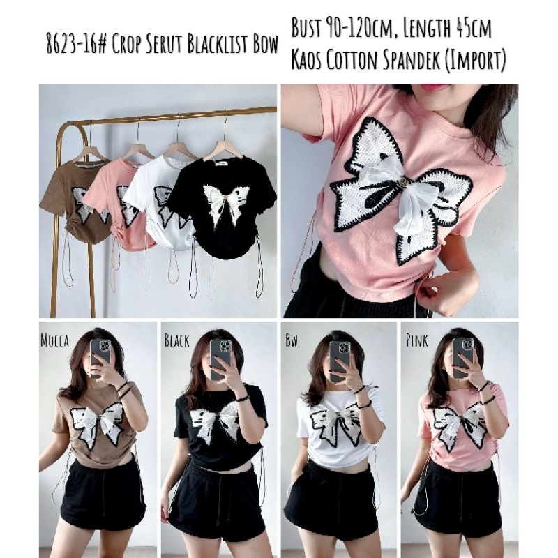 Jual 8623 crop serut Blacklist bow | Shopee Indonesia