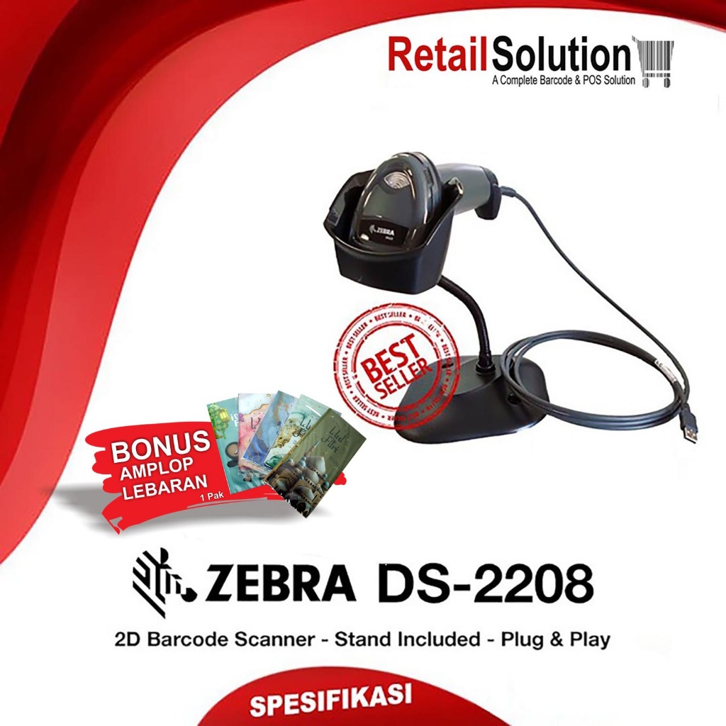 Jual Zebra DS2208 / DS2208 2D Imager USB / SERIAL / RS232 Barcode ...