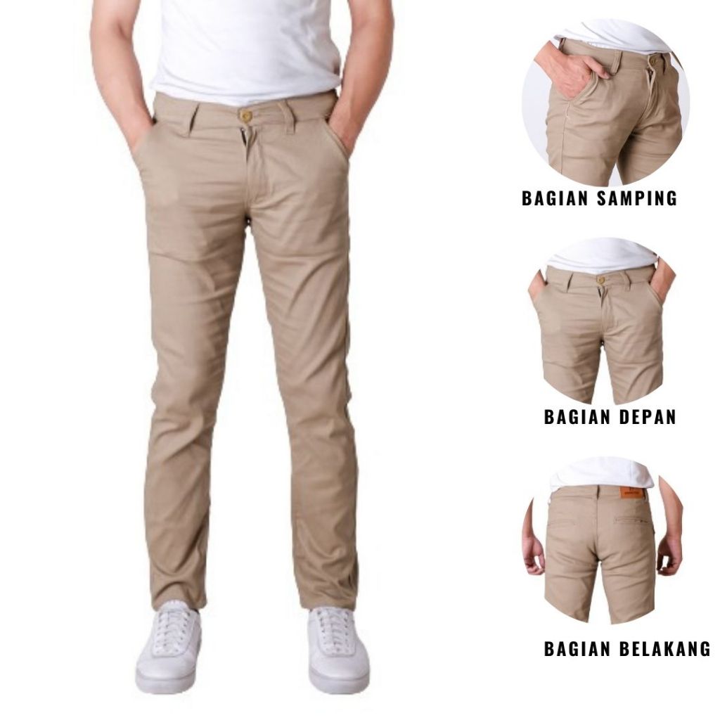 Jual Bombstone Celana Chino Pria Panjang Slimfit Chinos cowo cino cowok Premium pensil / celana ...