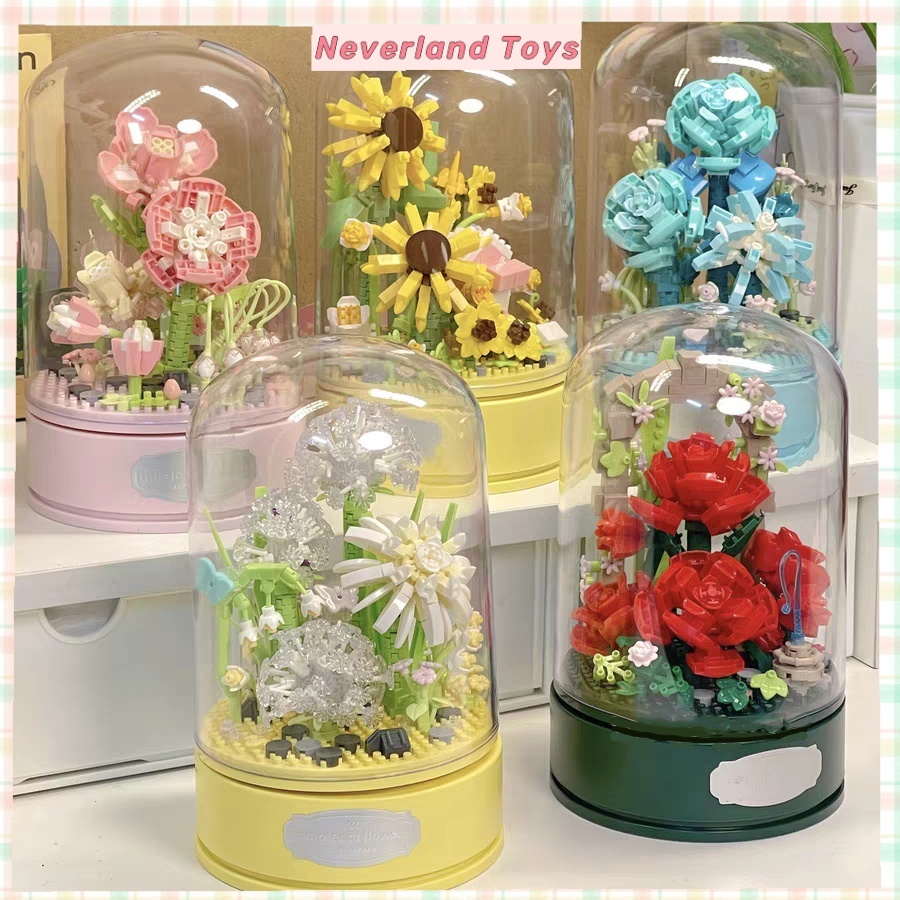 Jual Neverland Mainan Block Bunga Musik Kotak Susun Nano DIY Bunga ...