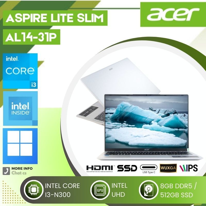 Jual ACER LAPTOP ASPIRE LITE AL14-31P-38BG 14" WUXGA IPS INTEL N300 RAM ...
