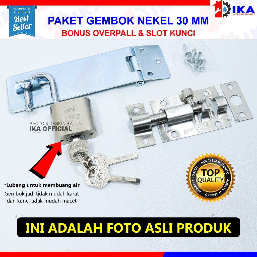 Jual Paket gembok nekel 30mm + cantolan gembok 4inch + grendel pintu ...