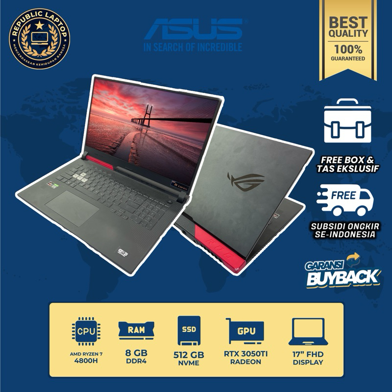 Jual LAPTOP GAMING ROG STRIX AMD RYZEN 7 4800H RAM 8GB SSD 512GB NVIDIA ...