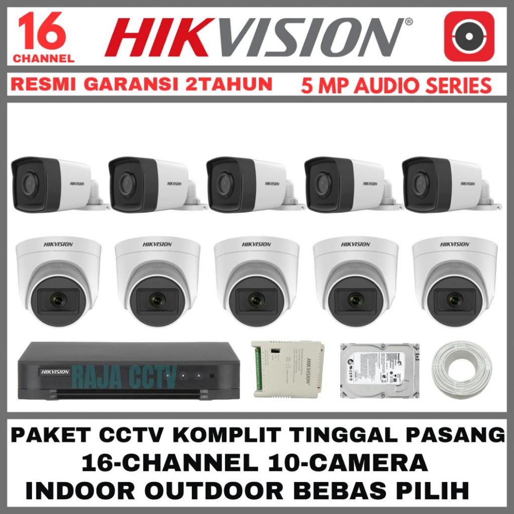 Jual PAKET CCTV HIKVISION AUDIO SERIES 5MP 16 CHANNEL 10 CAMERA TURBO HD KAMERA CCTV | Shopee ...