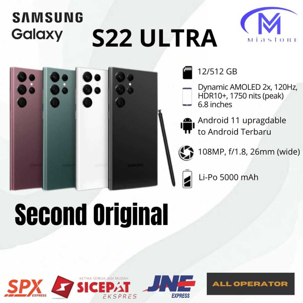 Jual [Sinyal Permanen]Samsung Galaxy S22 Ultra 5G Ram12GB /256 12GB/512GB 5GHandphone 5G All ...