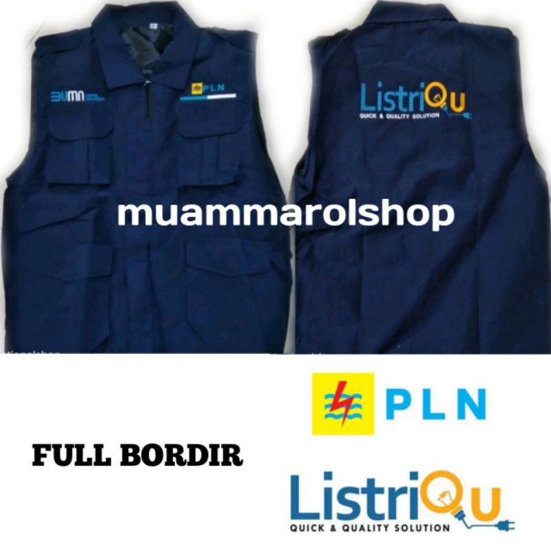 Jual rompi PLN listriqu rompi kerja PLN full bordir rompi safety pln ...