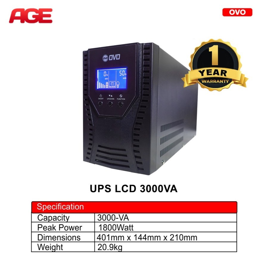 Jual UPS 3000VA 1800Watt ovo with AVR Stabilizer UPS OVO LCD 3000VA 1800W UPS 3KVA MURAH ...