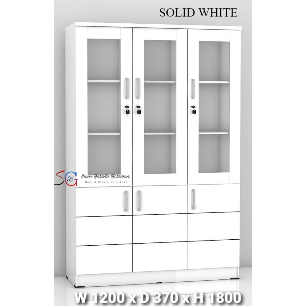 Jual [4 PILIHAN WARNA] LEMARI PAKAIAN 3 PINTU KACA + RAK + RUANG ...