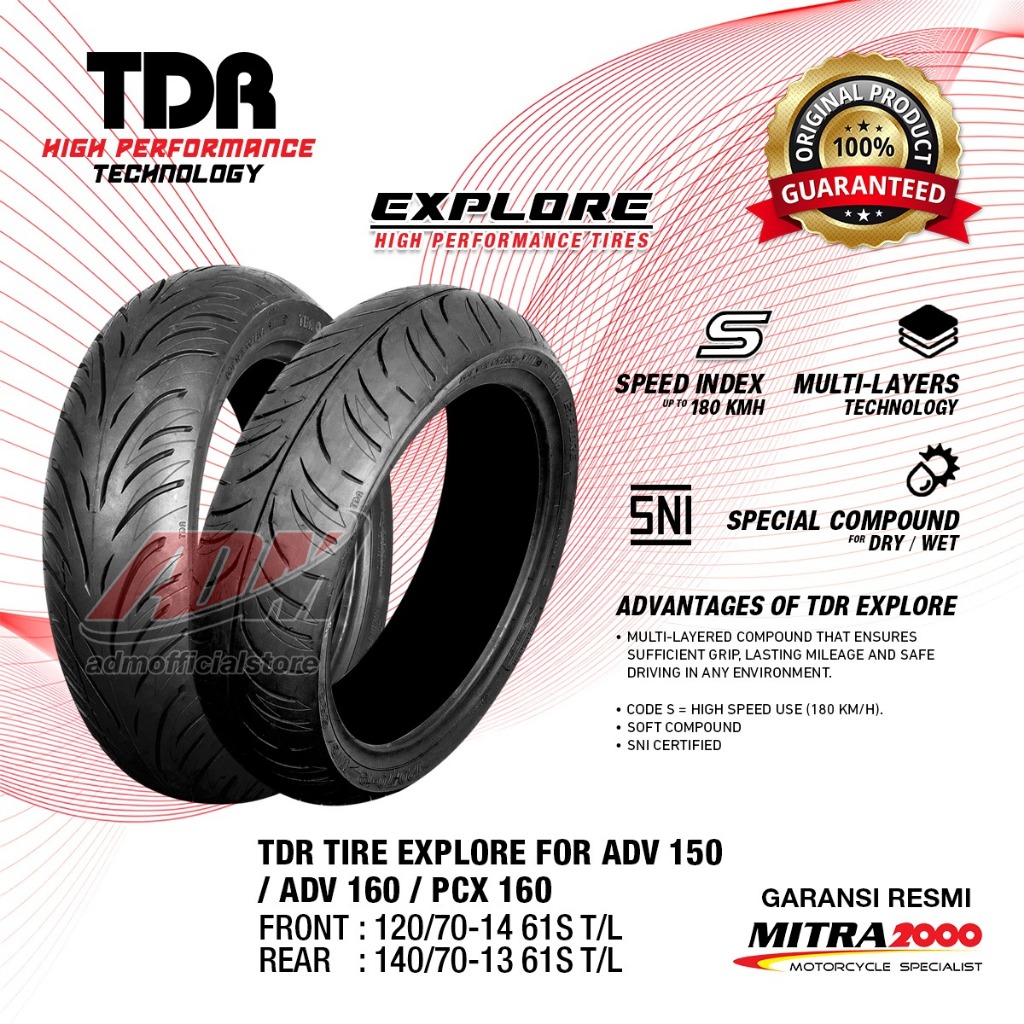 Jual Ban TDR ADV 150 / ADV 160 / PCX 160 / SYM 250i Tire Explore Set ...