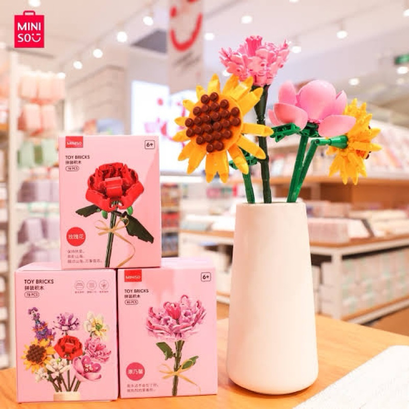 Jual COD BALI MINISO Flower Building Blocks Balok Susun Bunga Mainan ...
