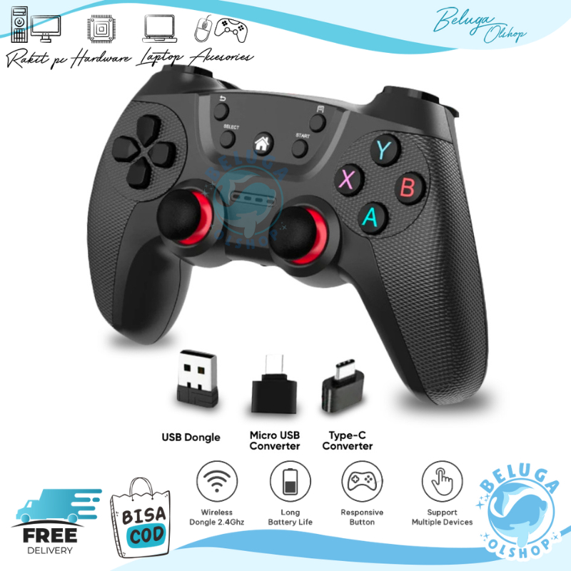 Jual GAMEPAD WIRELESS SINGLE TURBO 2.4GHZ PC LAPTOP SMART TV BOX STICK ...