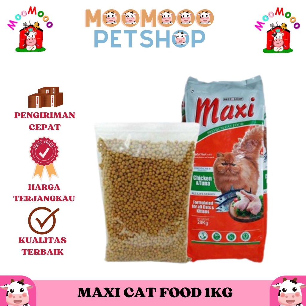 Jual Maxi Cat Food 1kg Makanan Kucing kemasan 1 kilogram | Shopee Indonesia