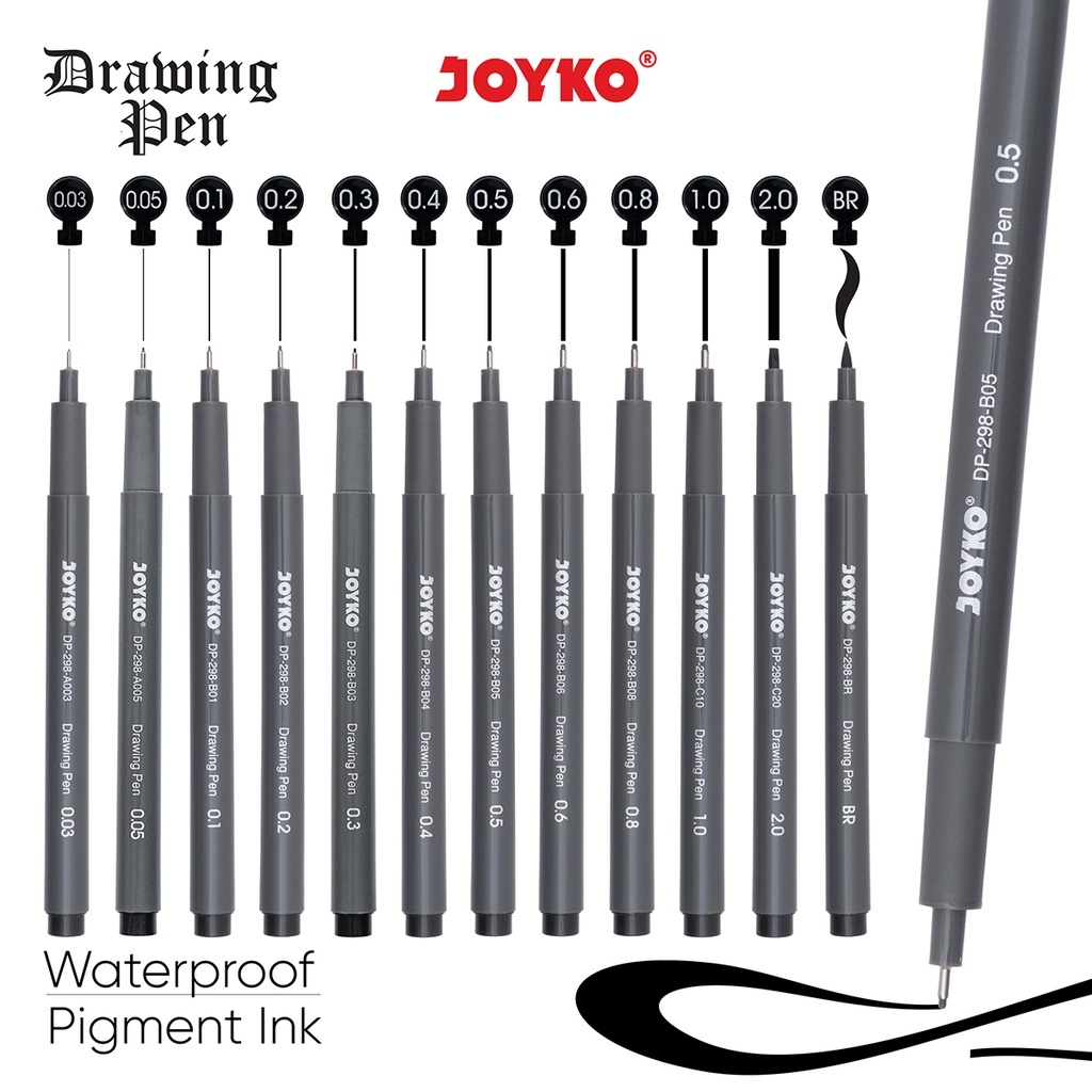 Jual JOYKO Drawing Pen / Pena Gambar Waterproof Pigment Ink DP-298 ...