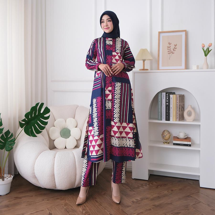 Jual ABA AGENBAJU ONE SET ALENA - TUNIK PANJANG + CELANA PANJANG (READY ...