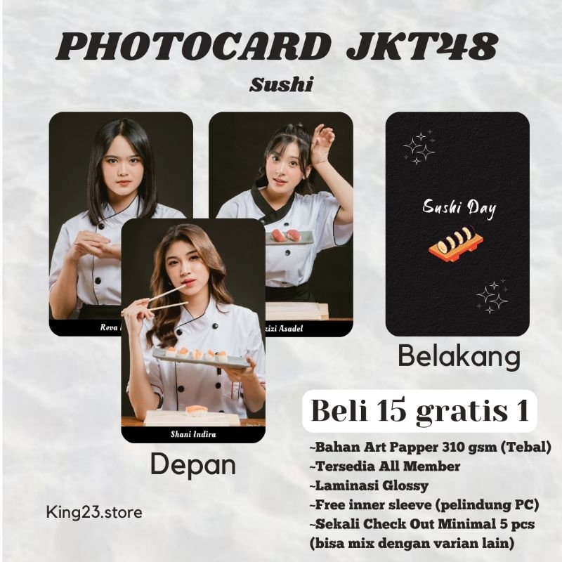 Jual Photocard Jkt48 Unofficial/Fanmade Edisi Sushi Day Zee Adel Freya Marsha | Shopee Indonesia