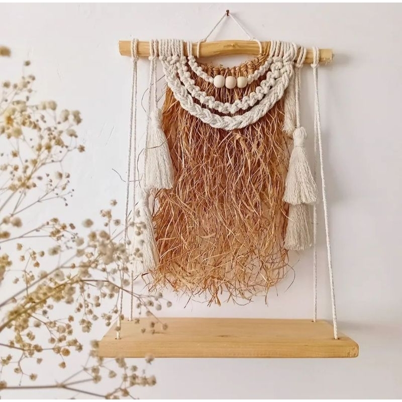 Jual macrame rak gantung tali rami tali jerami aesthetic | Shopee Indonesia