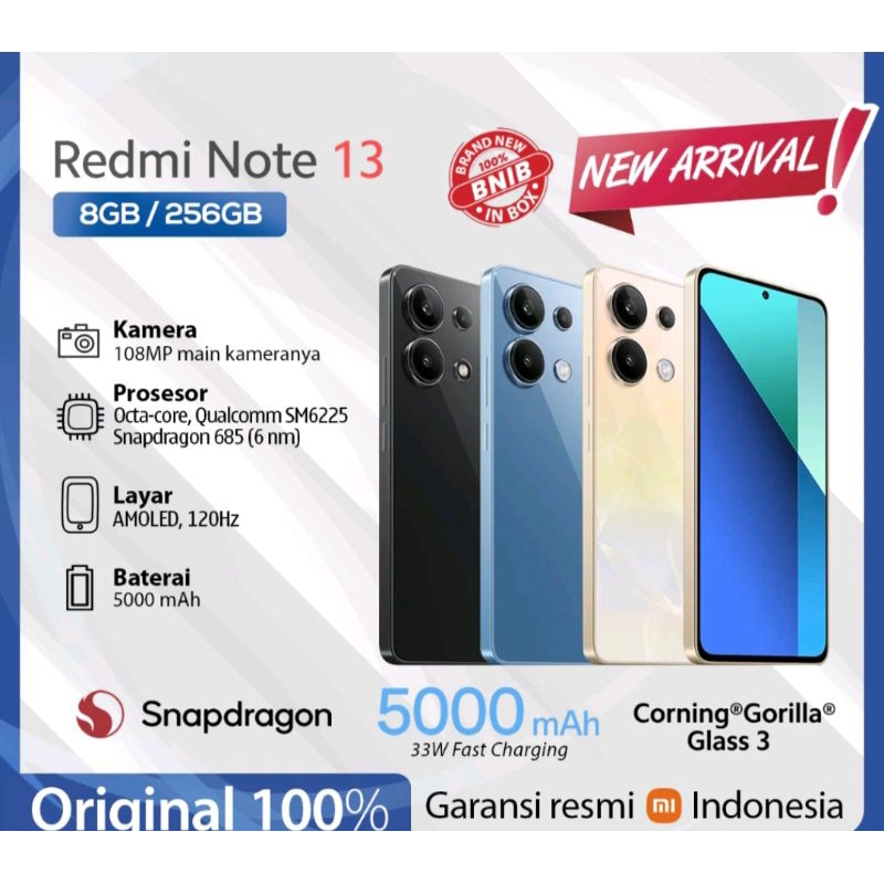 Jual Redmi Note 13 4G 8/256 GB GARANSI RESMI INDONESIA 100% ORIGINAL ...