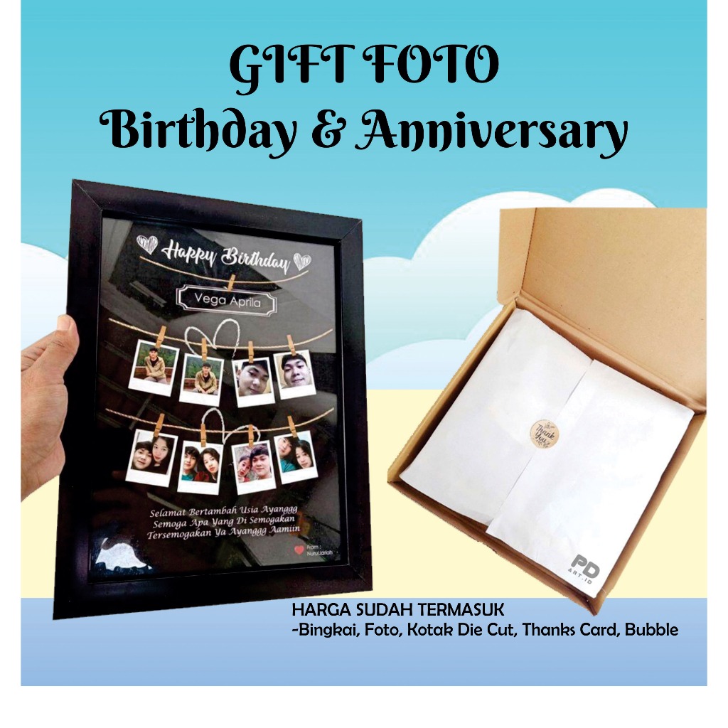 Jual BINGKAI FOTO CUSTOM HADIAH KADO CEWEK COWOK HAPPY BIRTHDAY ...