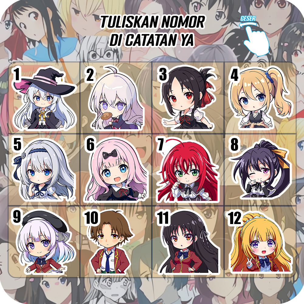 Jual Stiker Glossy Anime Populer Campuran 02, Sticker Anime Lucu ...