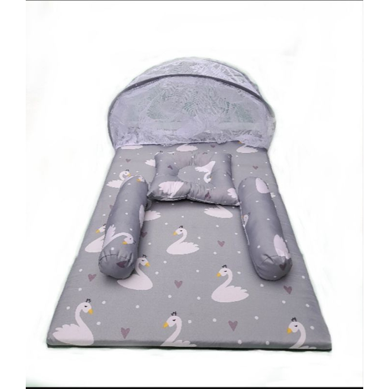 Jual Kasur bayi model matras 1 set dengan kelambu angsa abu | Shopee ...