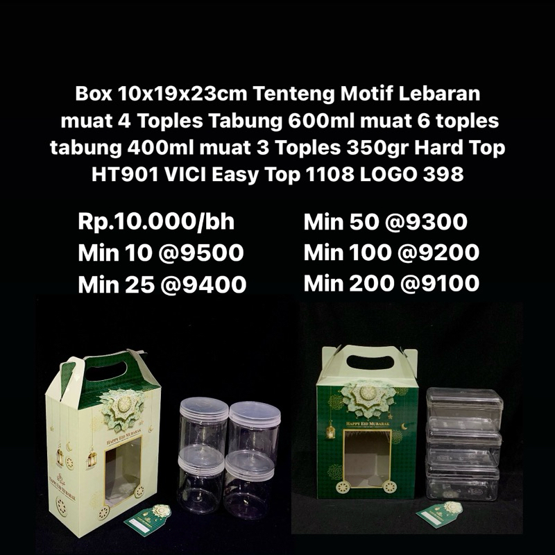 Jual Box 10x19x23cm Tenteng Motif Lebaran muat 4 Toples Tabung 600ml ...