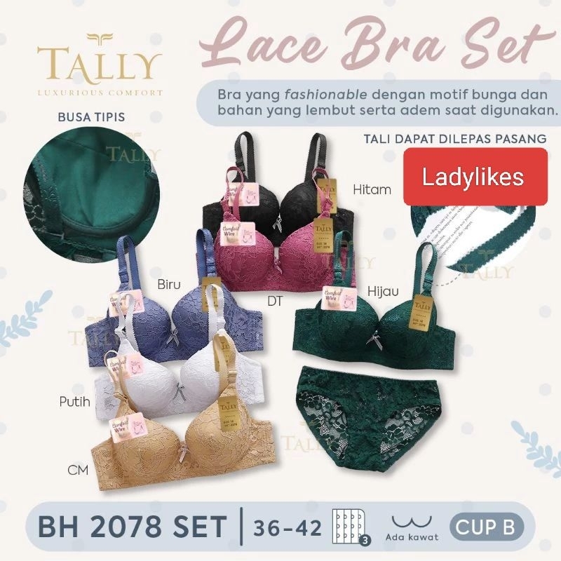 Jual Tally Lace Bra Set Bh Setelan Berkawat 2078 ( one set) | Shopee Indonesia