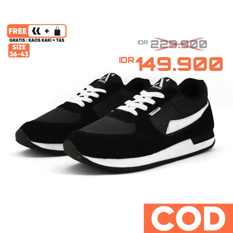 Jual Lokal Indonesia X-Fourth JOGGER HITAM PUTIH - Sepatu Sekolah ...