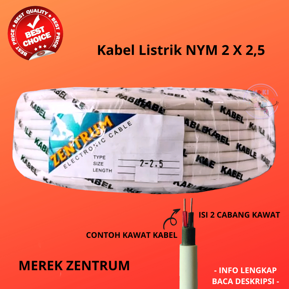 Jual Kabel Listrik Zentrum Nym 2 x 2,5 (50 meter) WARNA HITAM / PUTIH ...