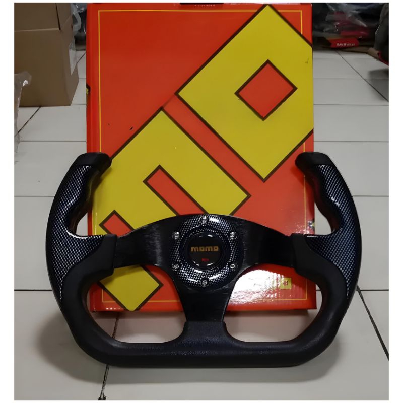 Jual Stir Racing Lokal Momo 13 inc Model F1 Hitam Karbon | Shopee Indonesia