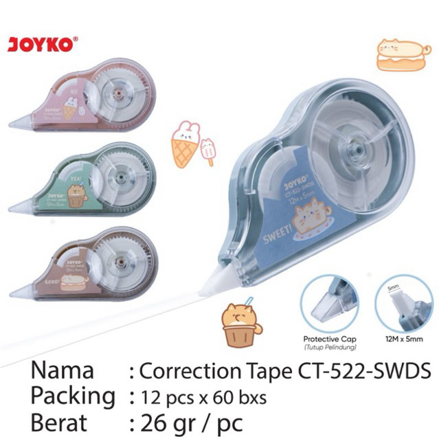 Jual ( 1 pcs ) Correction Tape 12 meter CT 522 SWDS warna / Pita ...