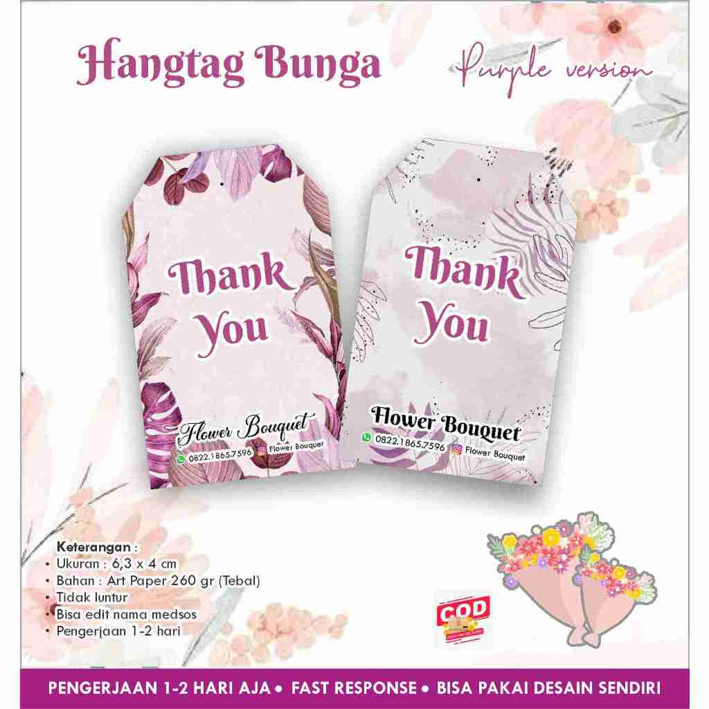 Jual [25 pcs] Hangtag Flower / Bunga / buket / Price Tag / Label PURPLE ...