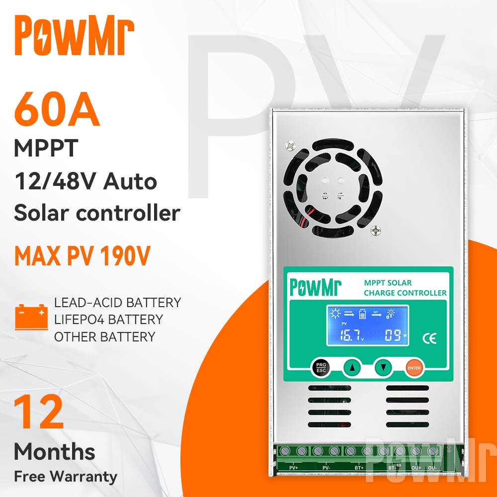 Jual 【Official Store】PowMr MPPT 60A Solar Charge Controller 12V/24V/36V/48V Battery Auto ...