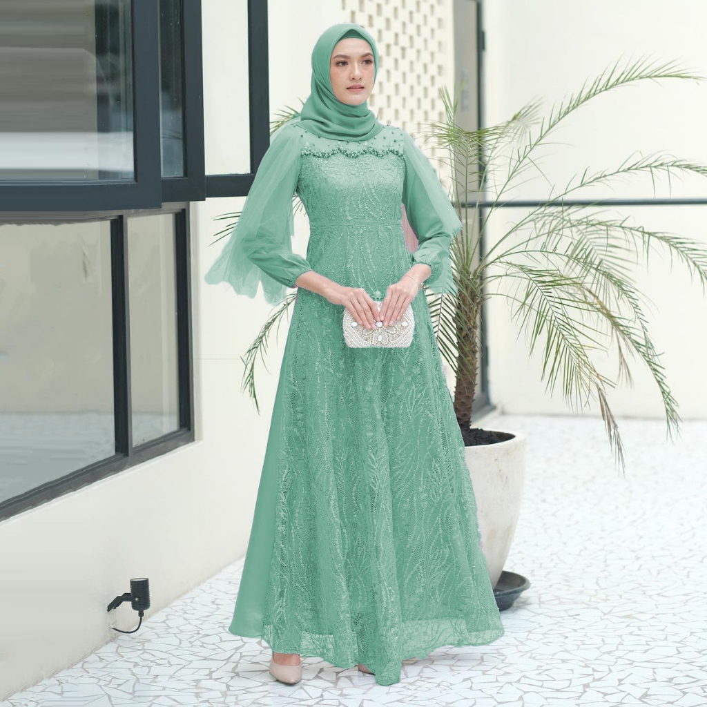 Jual READY JUMBO DAN ALLSIZE | BISA COD MAXI DRESS GAMIS BROKAT LUNA DRESS BRUKAT TULLE KEKINIAN ...