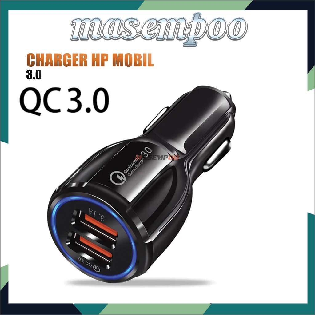 Jual Cas Casan Hp Mobil 3.0 QUICK CHARGING 2 Port USB Charger Mobil ...
