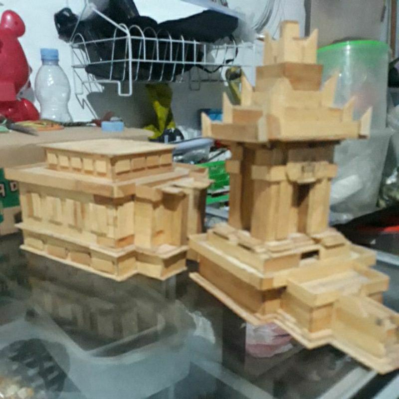 Jual miniatur candi dari stick ice cream bisa request bentuk gambar dan ...