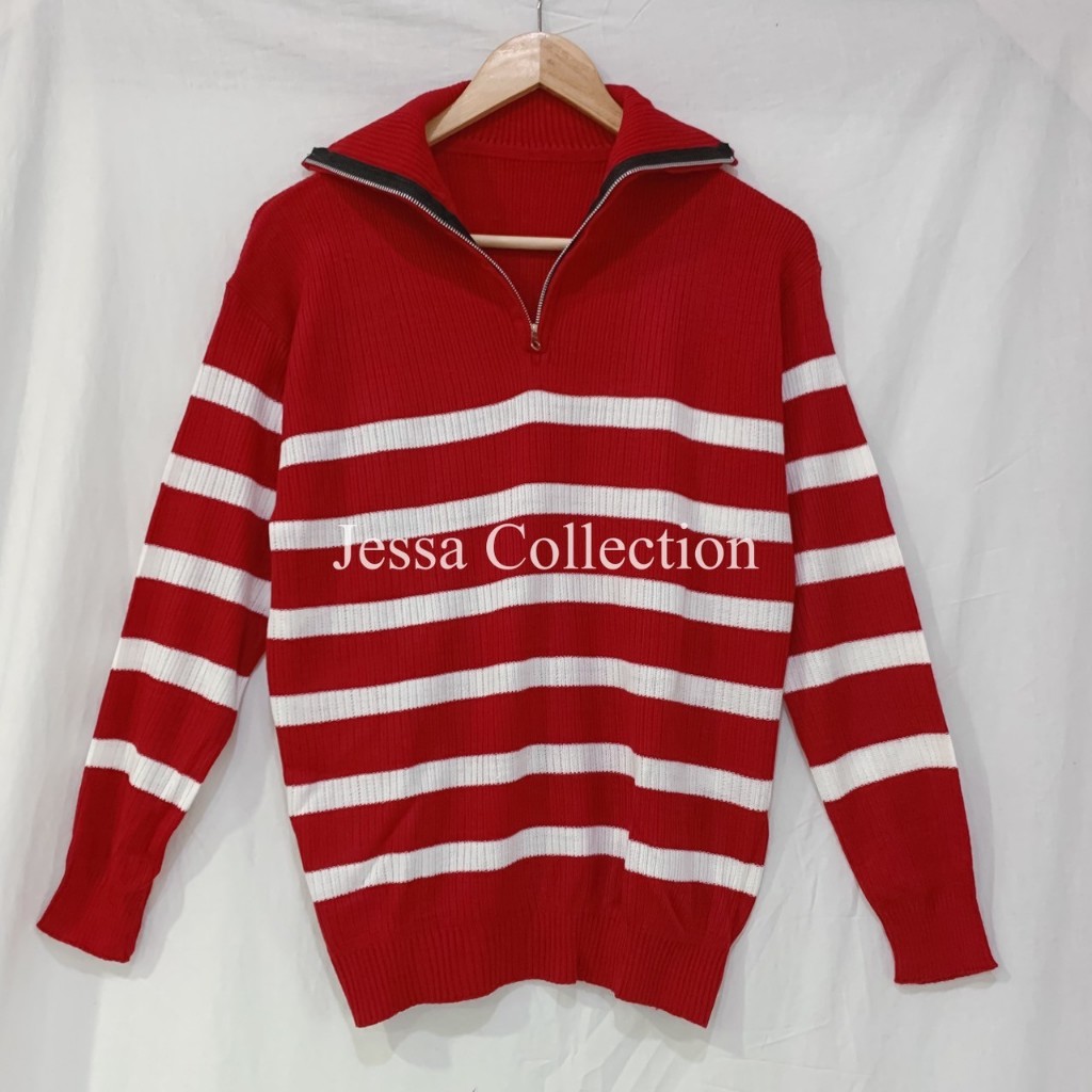Jual Sweater Rajut Stripe Azura FG Atasan Wanita Tangan Panjang Motif ...