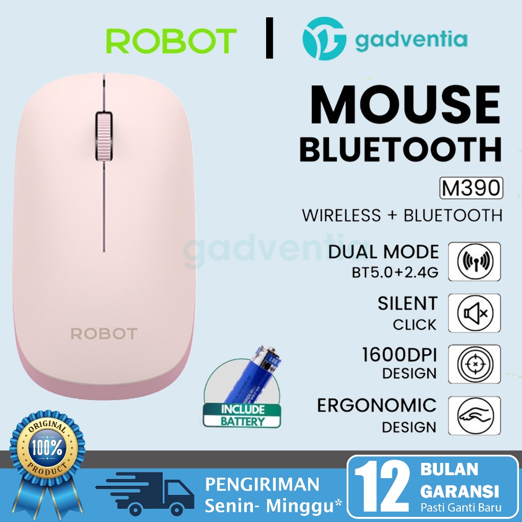 Jual ROBOT M350 M360 M390 Mouse Bluetooth BT 5.0 + Wireless 2in1 Dual ...