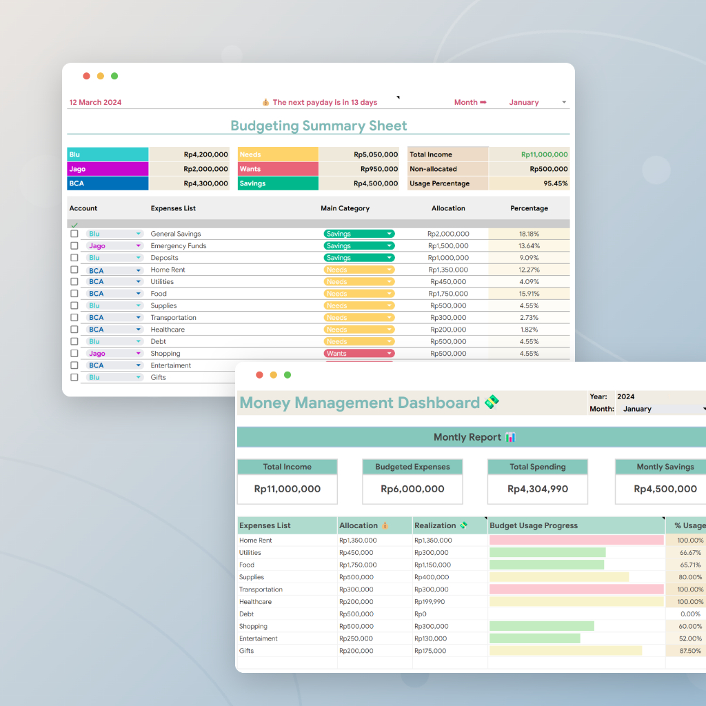 Jual Money Management V3: Template Google Sheet Untuk Membuat Alokasi ...