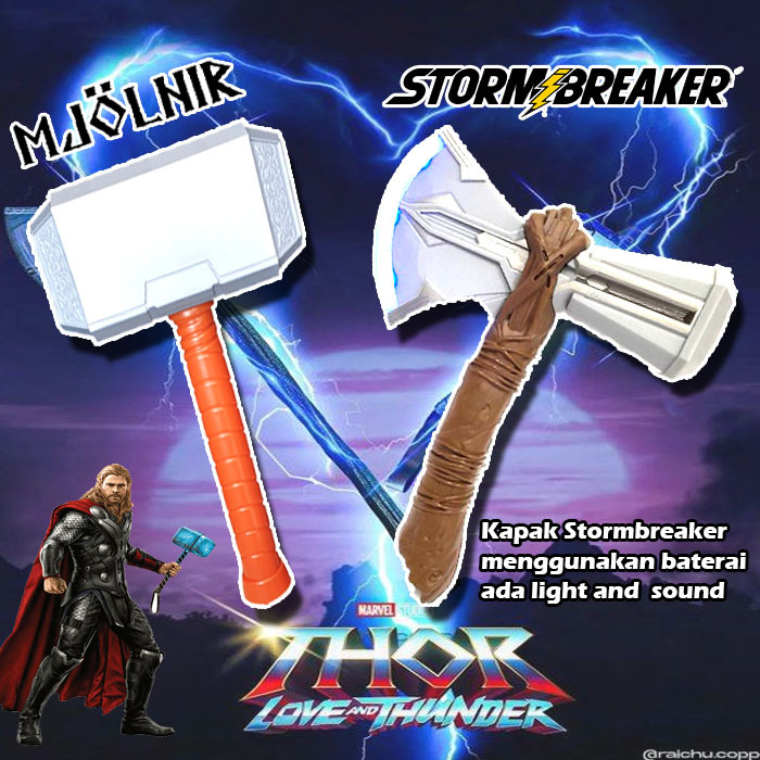 Jual mainan kostum anak senjata mjolnir palu dan kapak stormbreaker ...