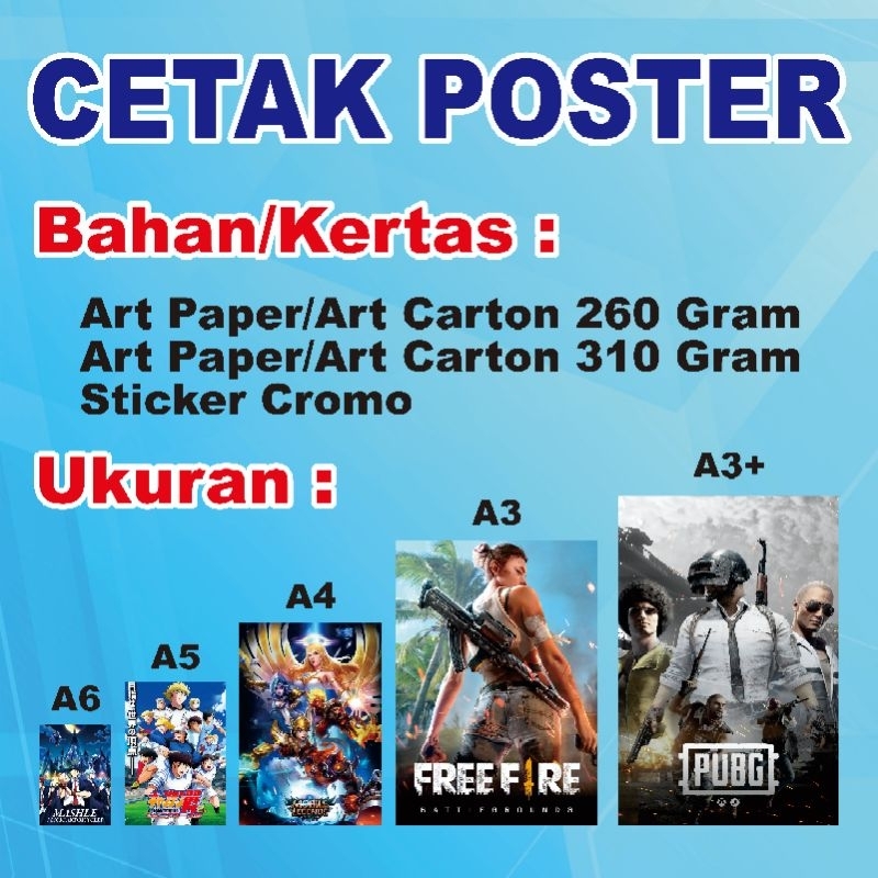 Jual Cetak Poster Custom Ukuran A3+ A3 A4 A5 A6 HD - Custom Poster ...