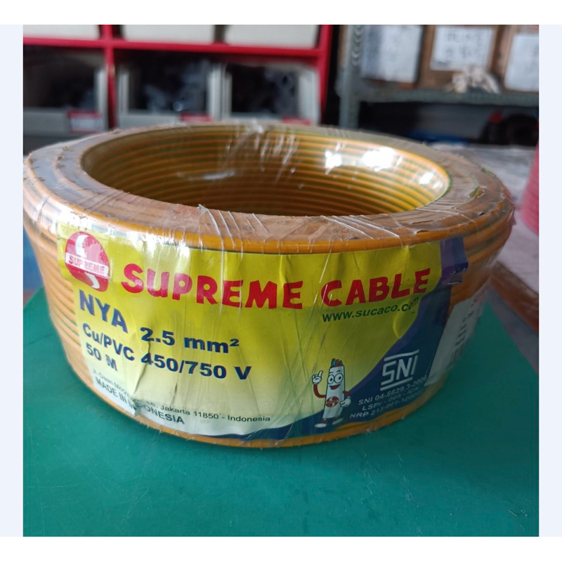 Jual Kabel Listrik NYA Kuning SUPREME CABLE 2,5mm 50 Meter SNI / 450 750 Volt / Kabel Kawat ...