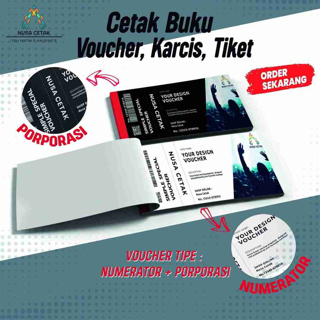 Jual Cetak Custom Voucher / Kupon / Tiket 1 SISI - Jilid Buku | Shopee Indonesia