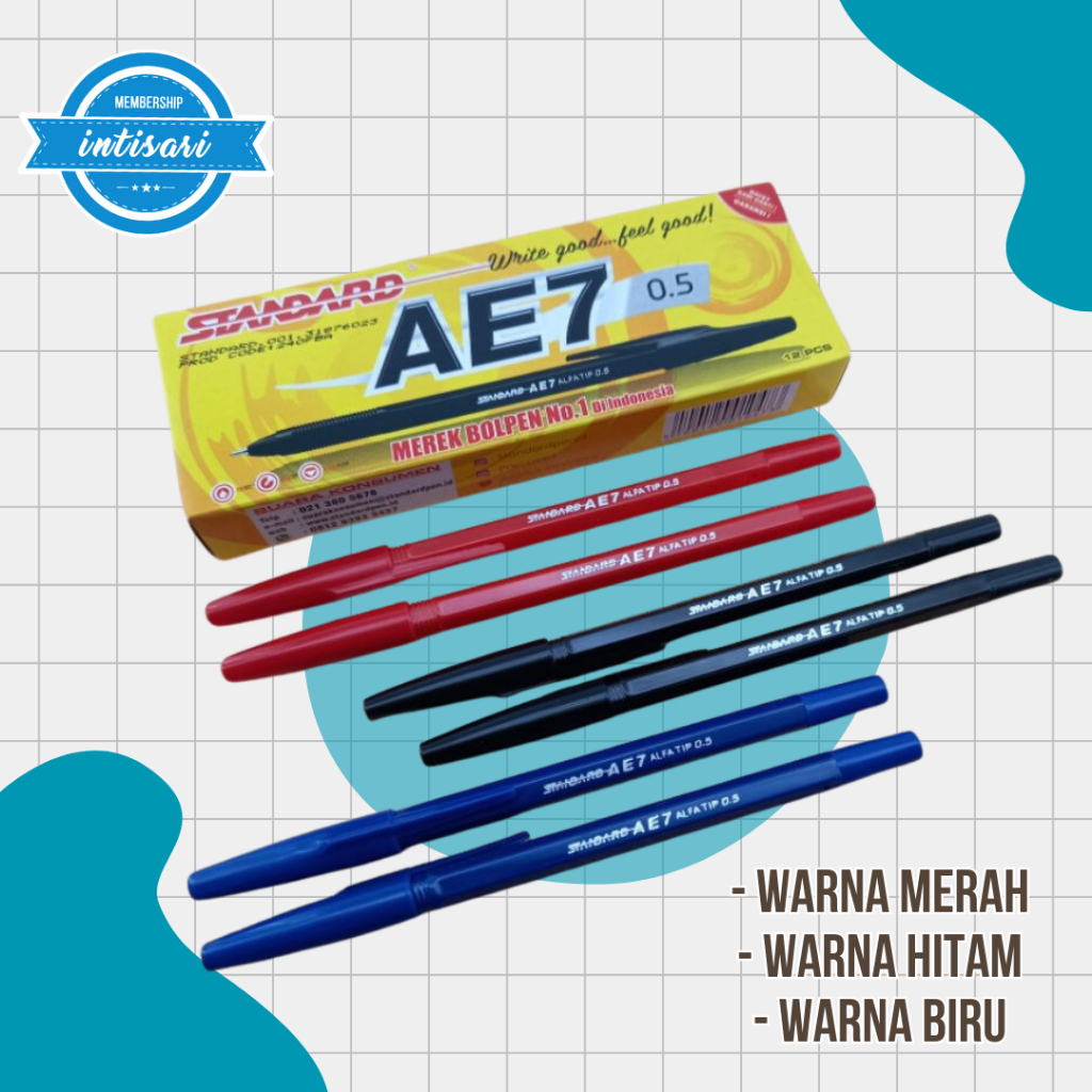 Jual Pulpen Standard - Merah, Hitam, Biru - ( LUSIN ) | Shopee Indonesia