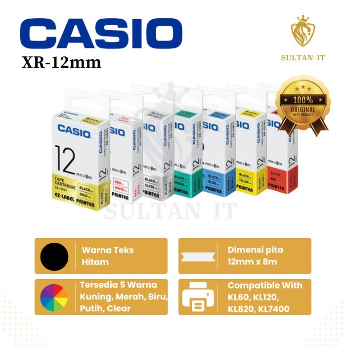 Jual EZ LABEL TAPE PRINTER CASIO 12 MM XR 12 | Shopee Indonesia