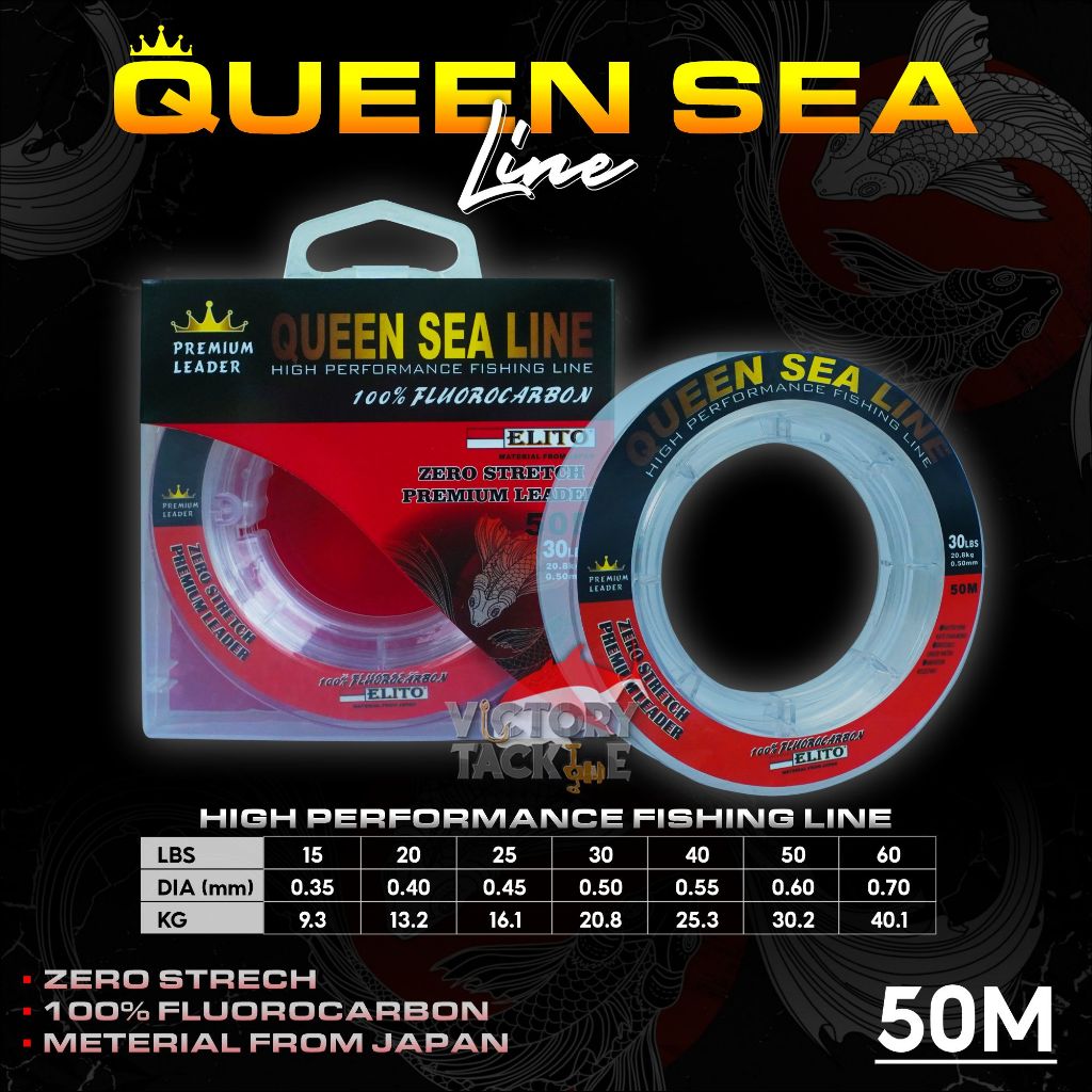 Jual ELITO QUEEN SEA LINE 100% FLUOROCARBON PREMIUM LEADER SENAR ...
