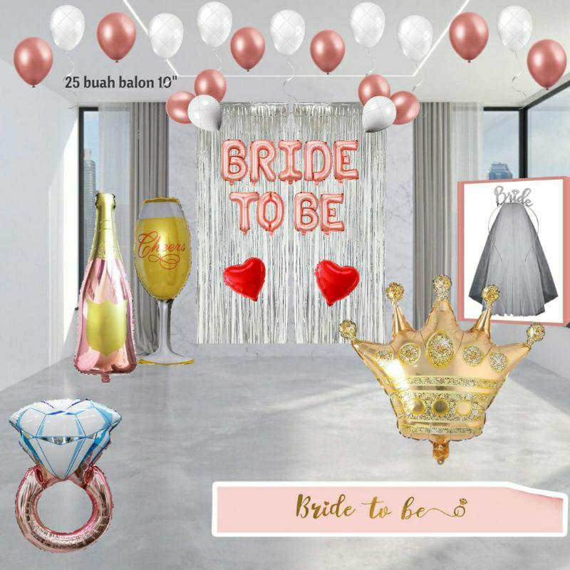 Jual Paket Dekorasi Bridal Shower Set Lengkap Rose Gold | Shopee Indonesia