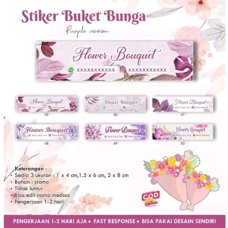 Jual [145 pcs] Stiker Bunga / Buket / Bouquet / Flower PURPLE version ...