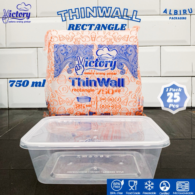 Jual Thinwall Rectangle victory 750ml // Kotak Makan Persegi Panjang ...